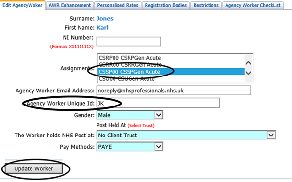 Adding Assignment Codes to NHSP:Online | NHS Professionals