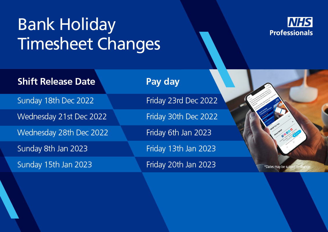 Christmas Bank Holiday Timesheet Changes 2022 2023 NHS Professionals